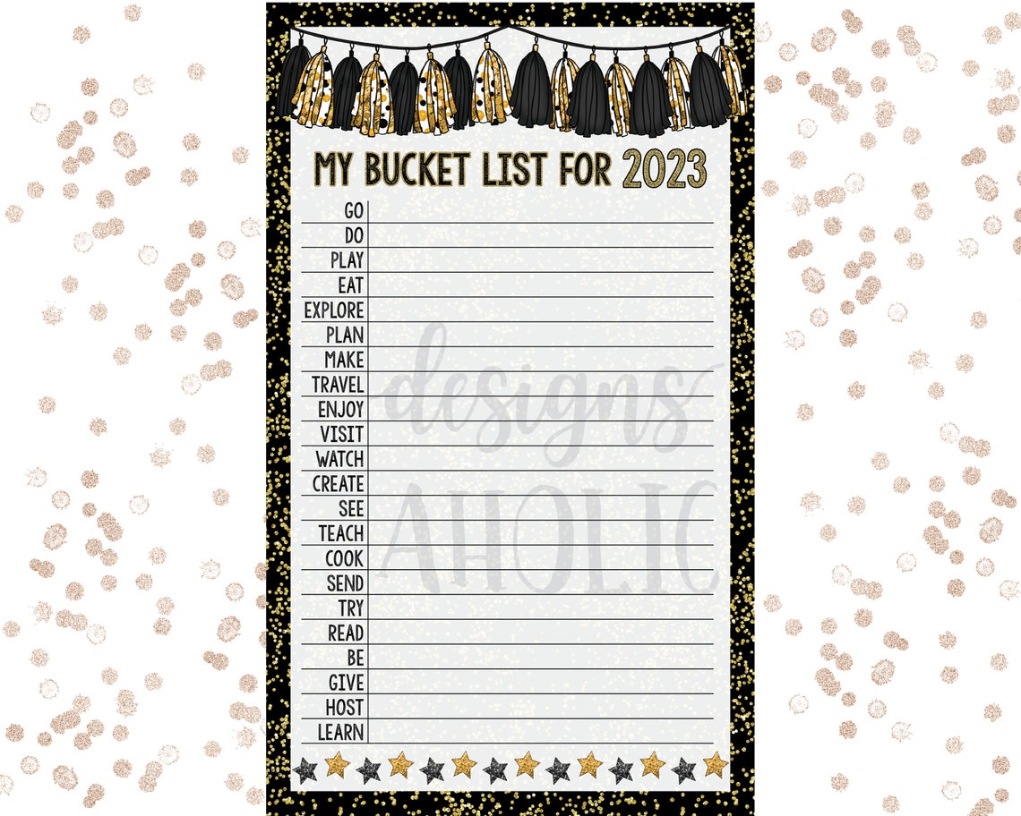 New Years Bucket List New Years Eve Bucket List New Years - Etsy