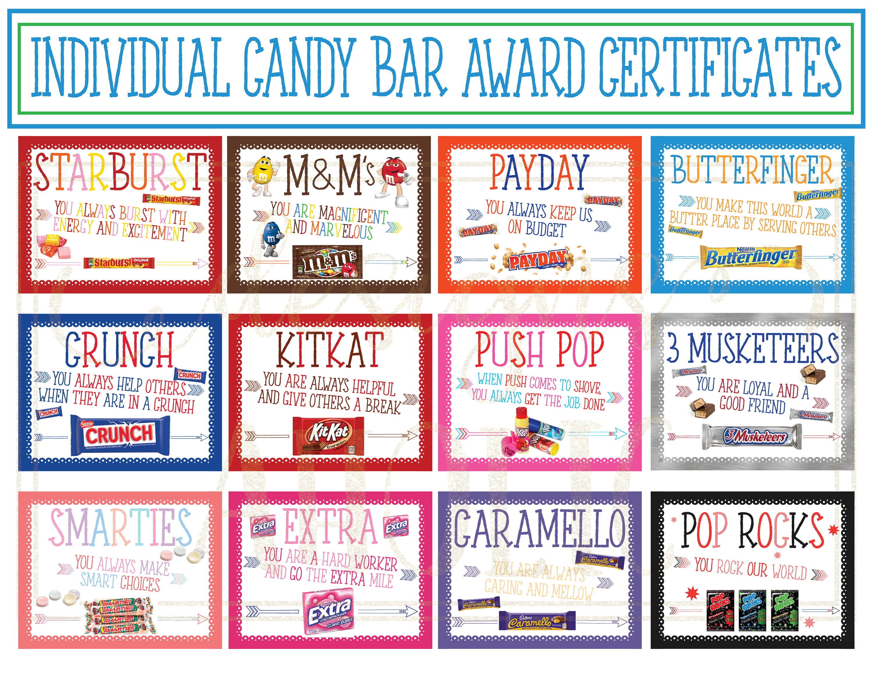 25 Individual Candy Bar Awards Candy Bar Award Certificates Etsy 25 Individual Candy Bar Awards Candy Bar Award Certificates Etsy