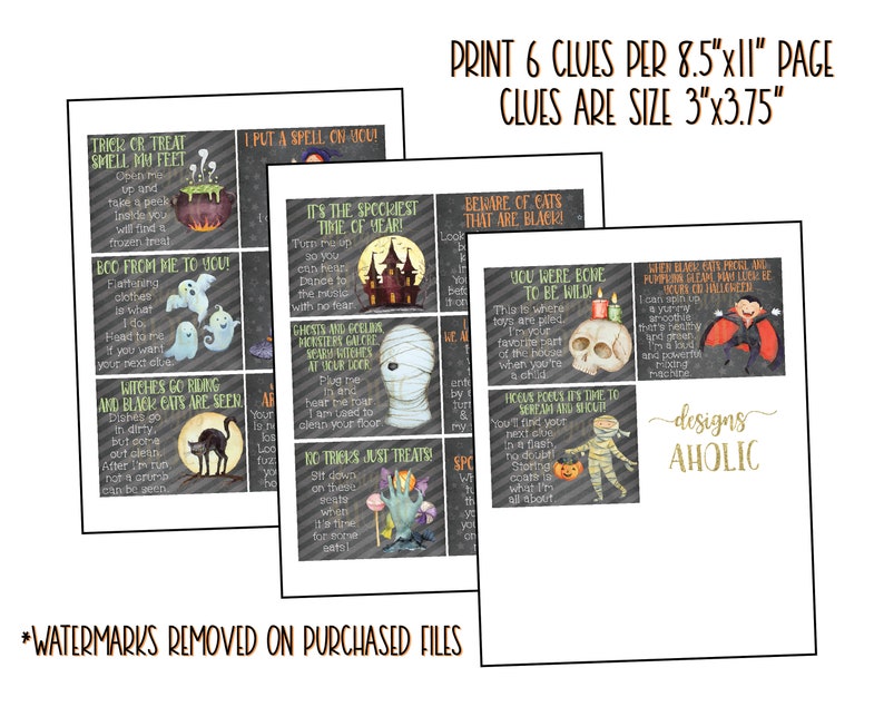 Indoor Halloween Treasure Hunt Clues - Halloween Scavenger Hunt Clues ...