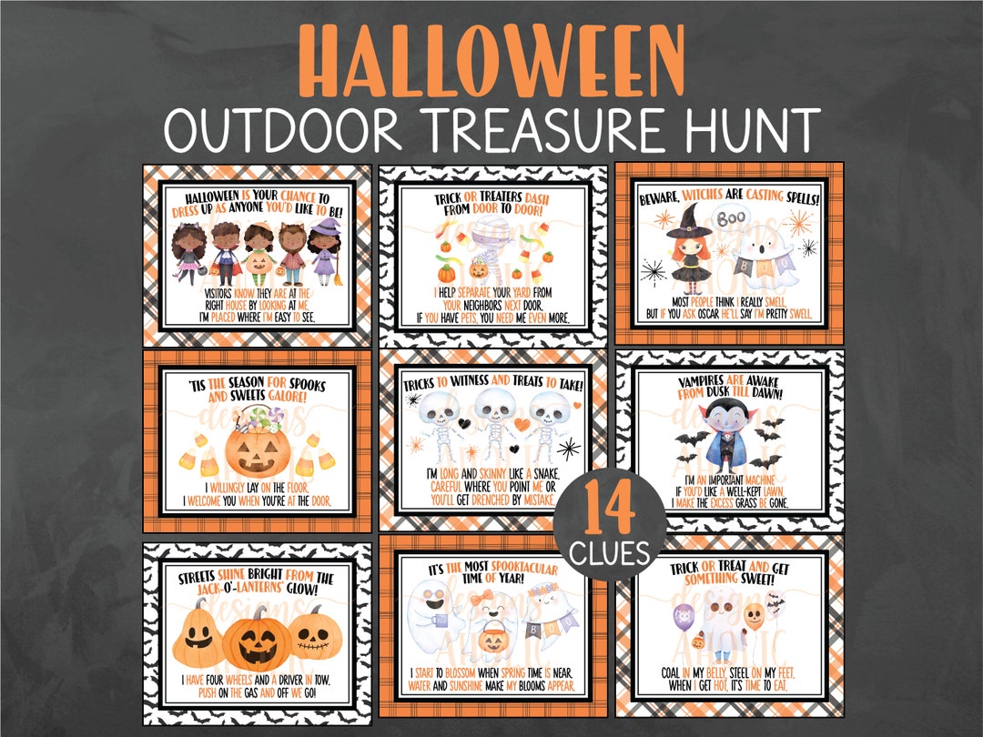 NEW Outdoor Halloween Treasure Hunt - Halloween Scavenger Hunt Clues ...