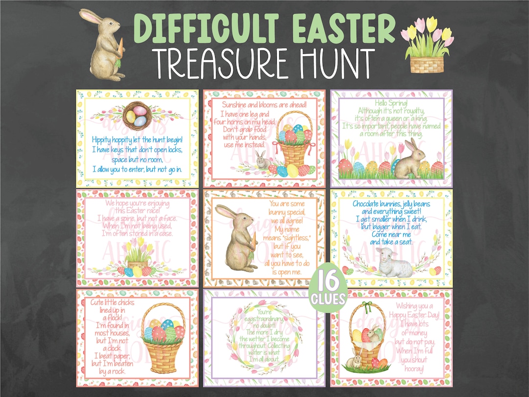 Difficult Easter Treasure Hunt Clues - Challenging Easter Scavenger ...