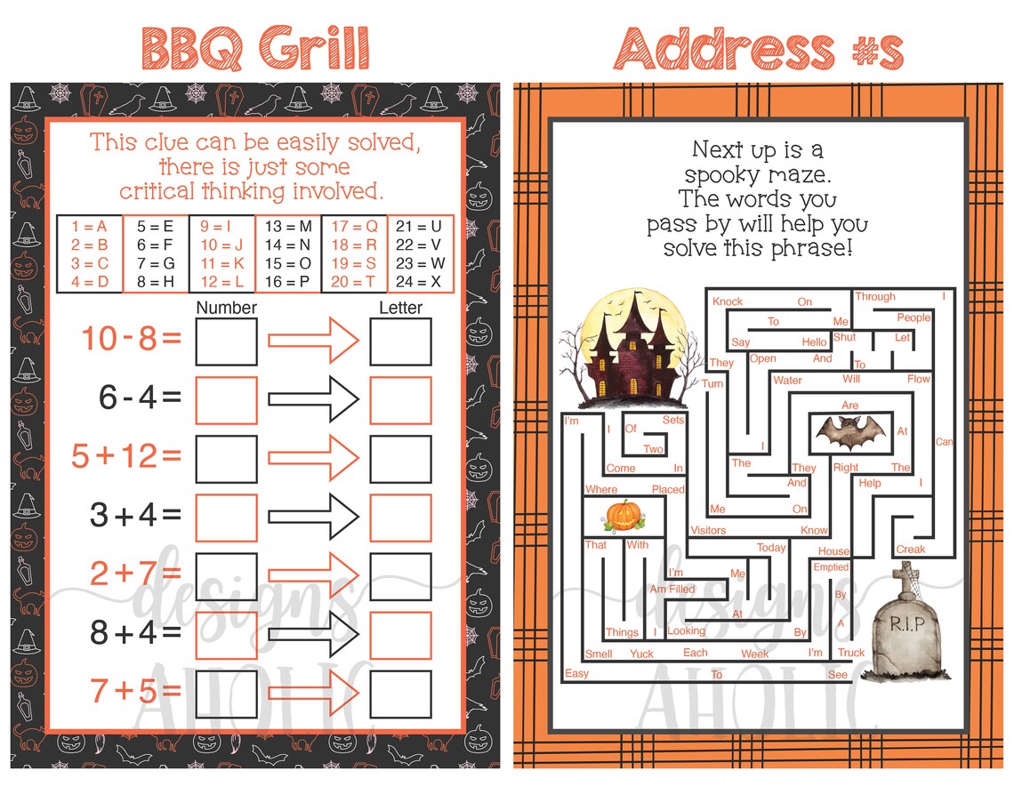 Outdoor Halloween Puzzle Treasure Hunt Halloween Puzzle - Etsy