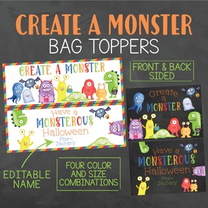 Create a Monster Bag Topper Label Treat Bag - Make a Monster Bag Topper ...
