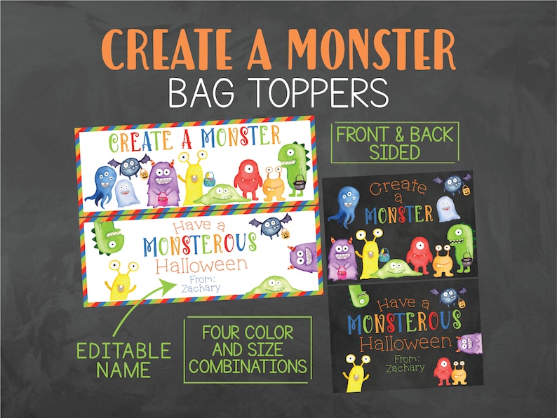 Create a Monster Bag Topper Label Treat Bag - Make a Monster Bag Topper ...