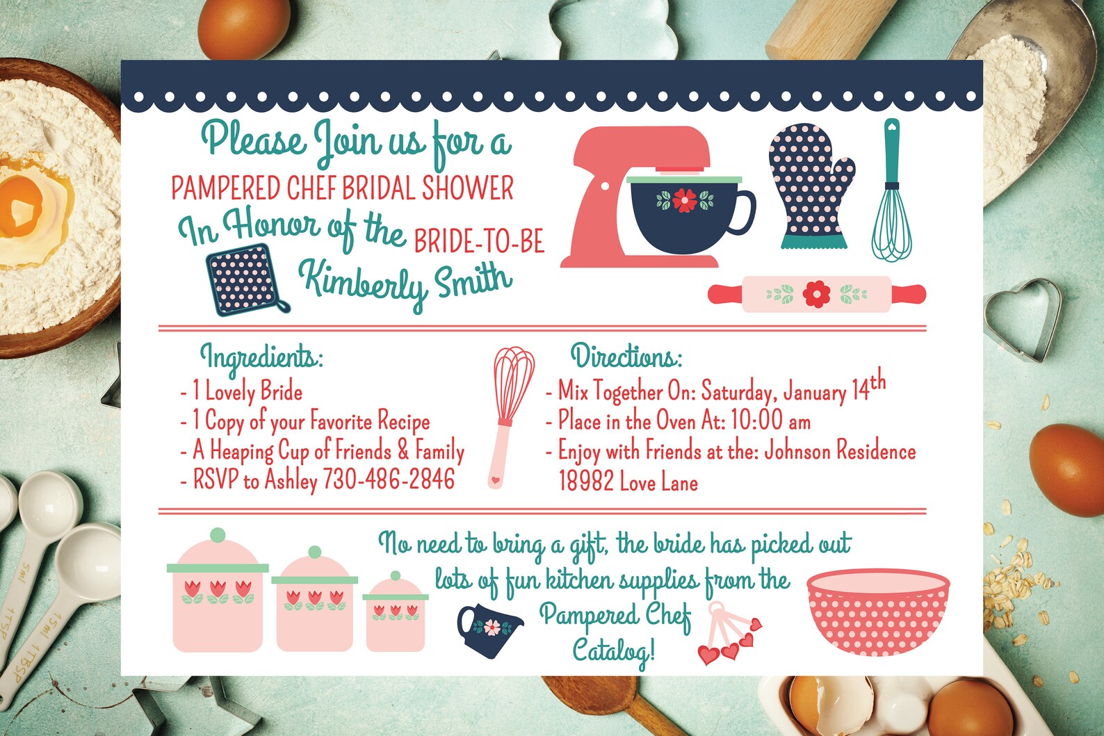 Kitchen Bridal Shower Invitation Pampered Chef Bridal Shower - Etsy
