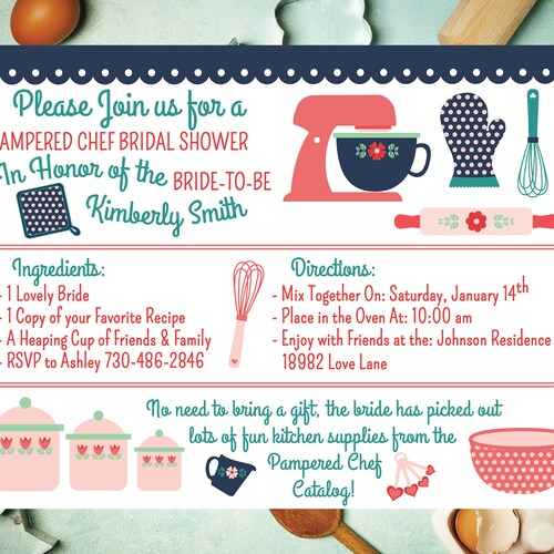 Kitchen Bridal Shower Invitation Pampered Chef Bridal Shower - Etsy