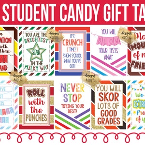 Student Candy Gift Tag Printables College Care Package Gift - Etsy
