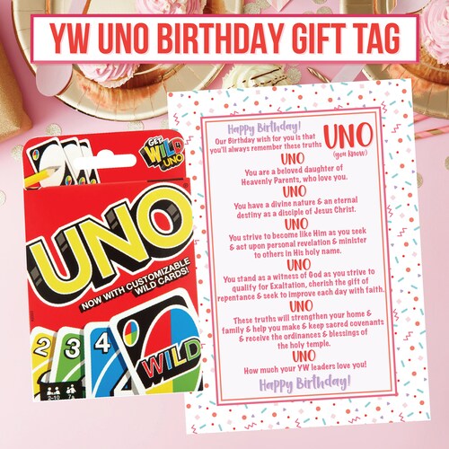 Young Women's Christmas Uno Game Gift Tag YW Themed - Etsy