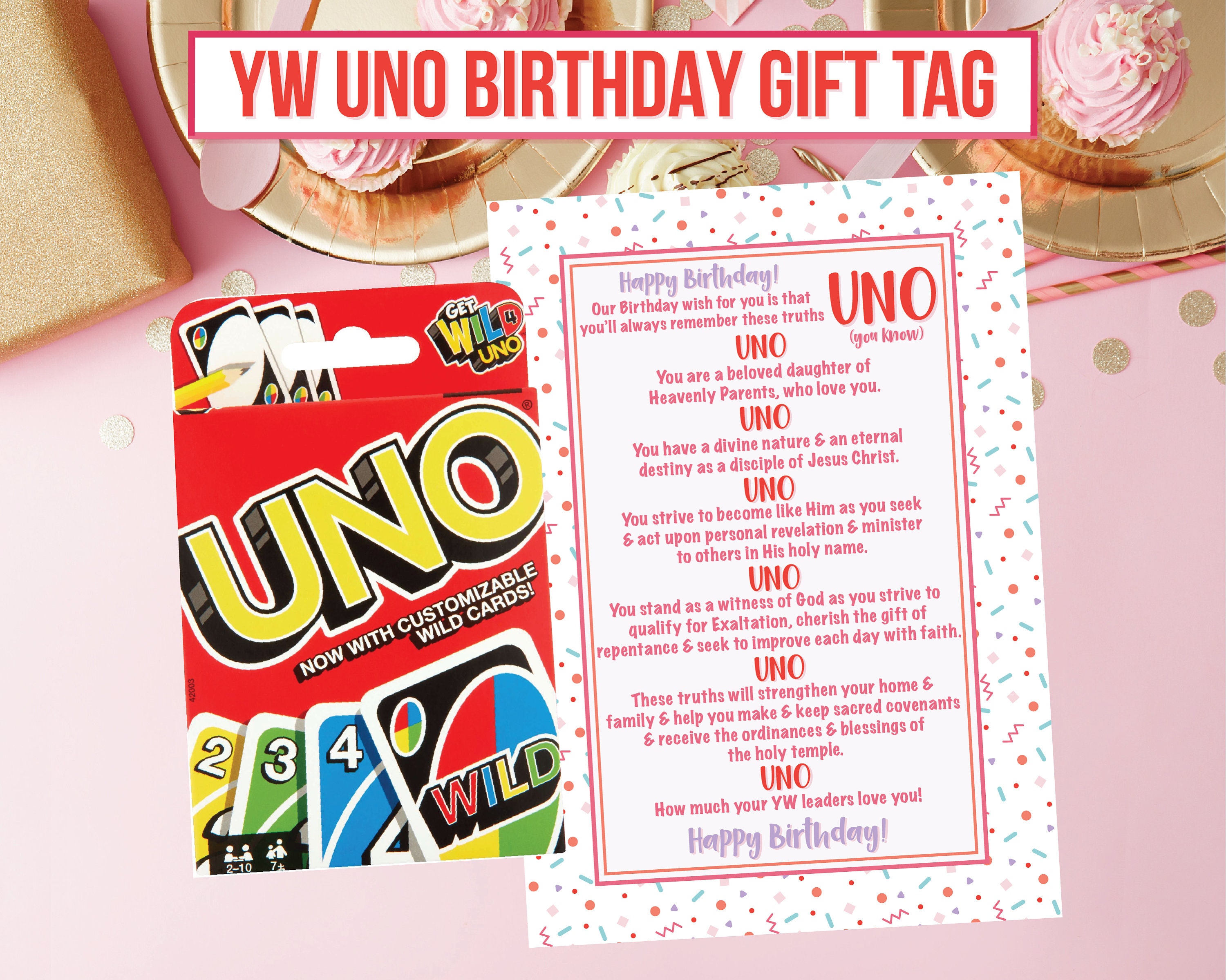 Young Women's Birthday Uno Game Gift Tag YW Themed - Etsy