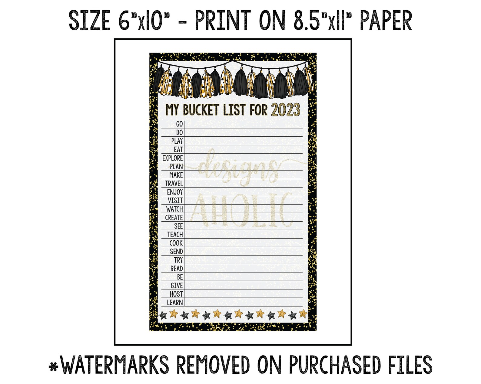 New Years Bucket List New Years Eve Bucket List New Years - Etsy