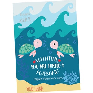 Sea Creature Valentines Day Cards - Crab Valentines - Turtle Valentines ...