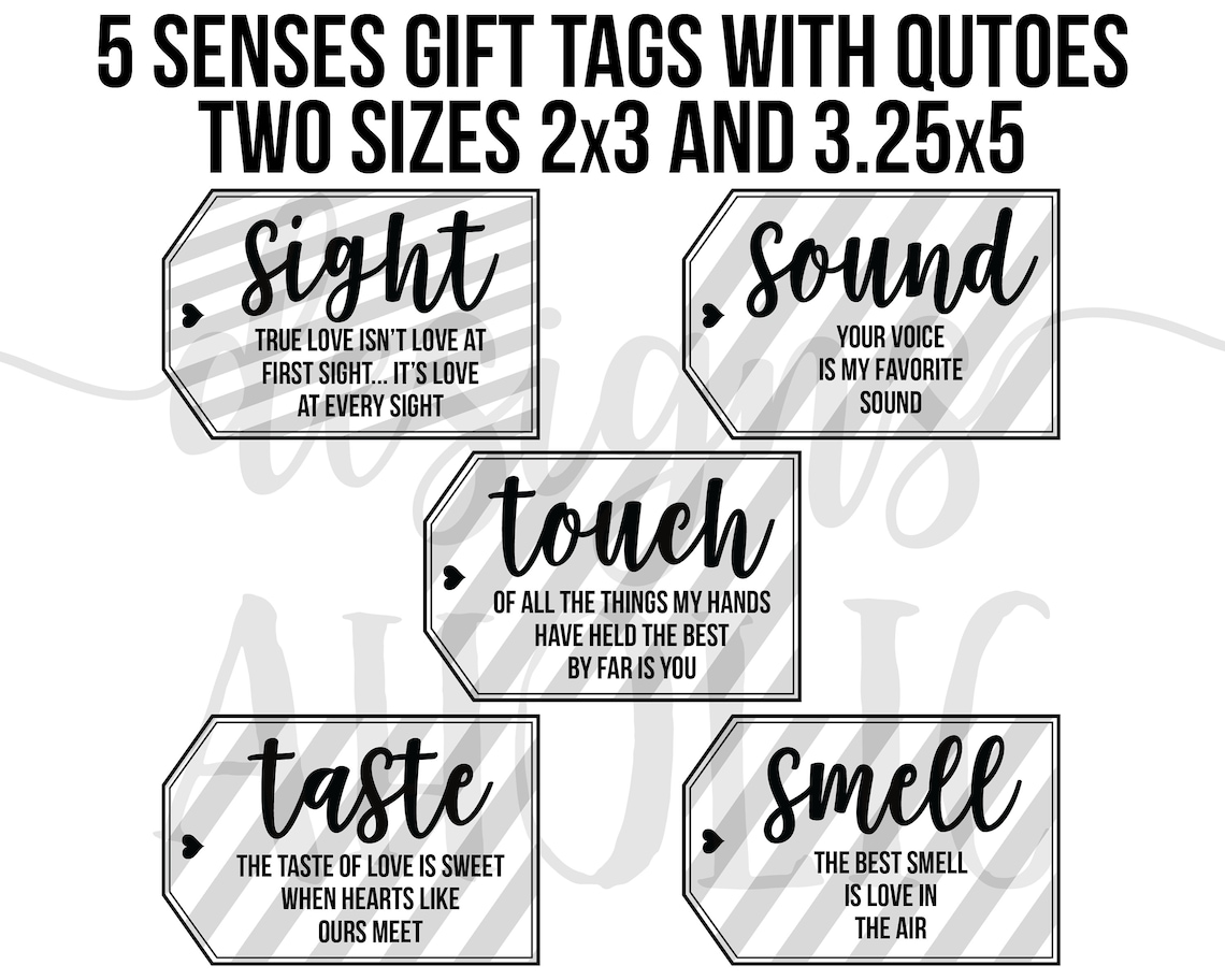 5 Senses Gift Tags Cards & Ideas Gift for Boyfriend - Etsy