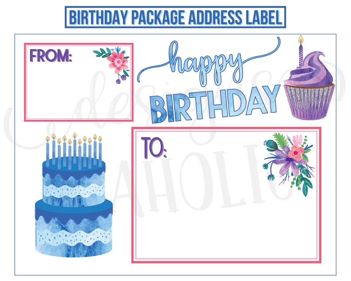 Birthday Packaging Printables & Address Label Birthday Care | Etsy