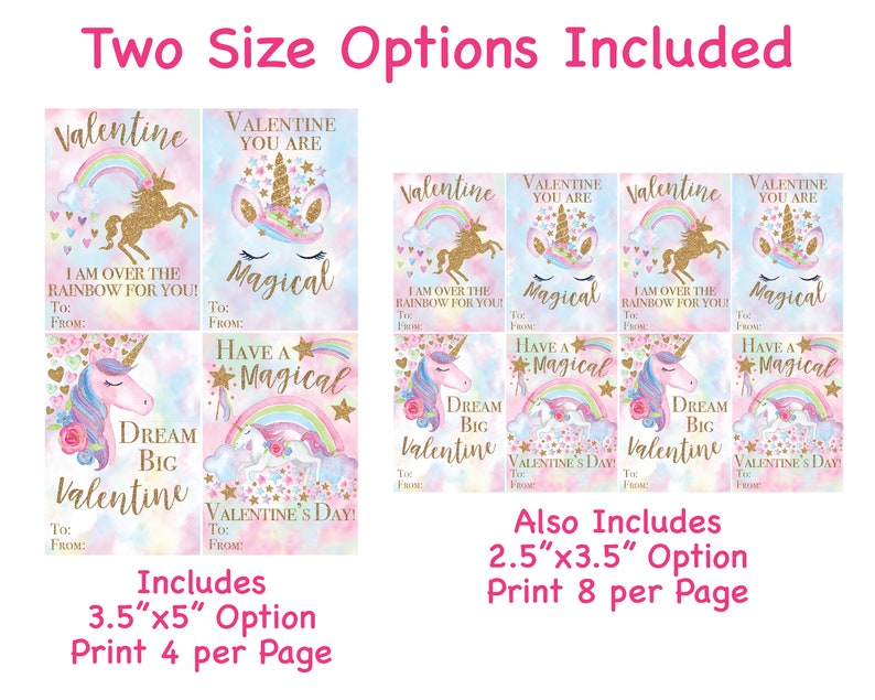 Unicorn Valentines Day Cards Unicorn Valentines Unicorn - Etsy