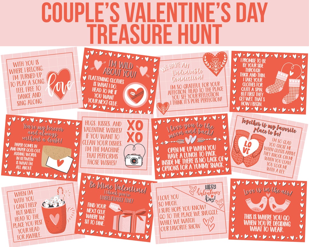Couple's Valentine's Day Treasure Hunt Spouse Valentines Scavenger Hunt ...
