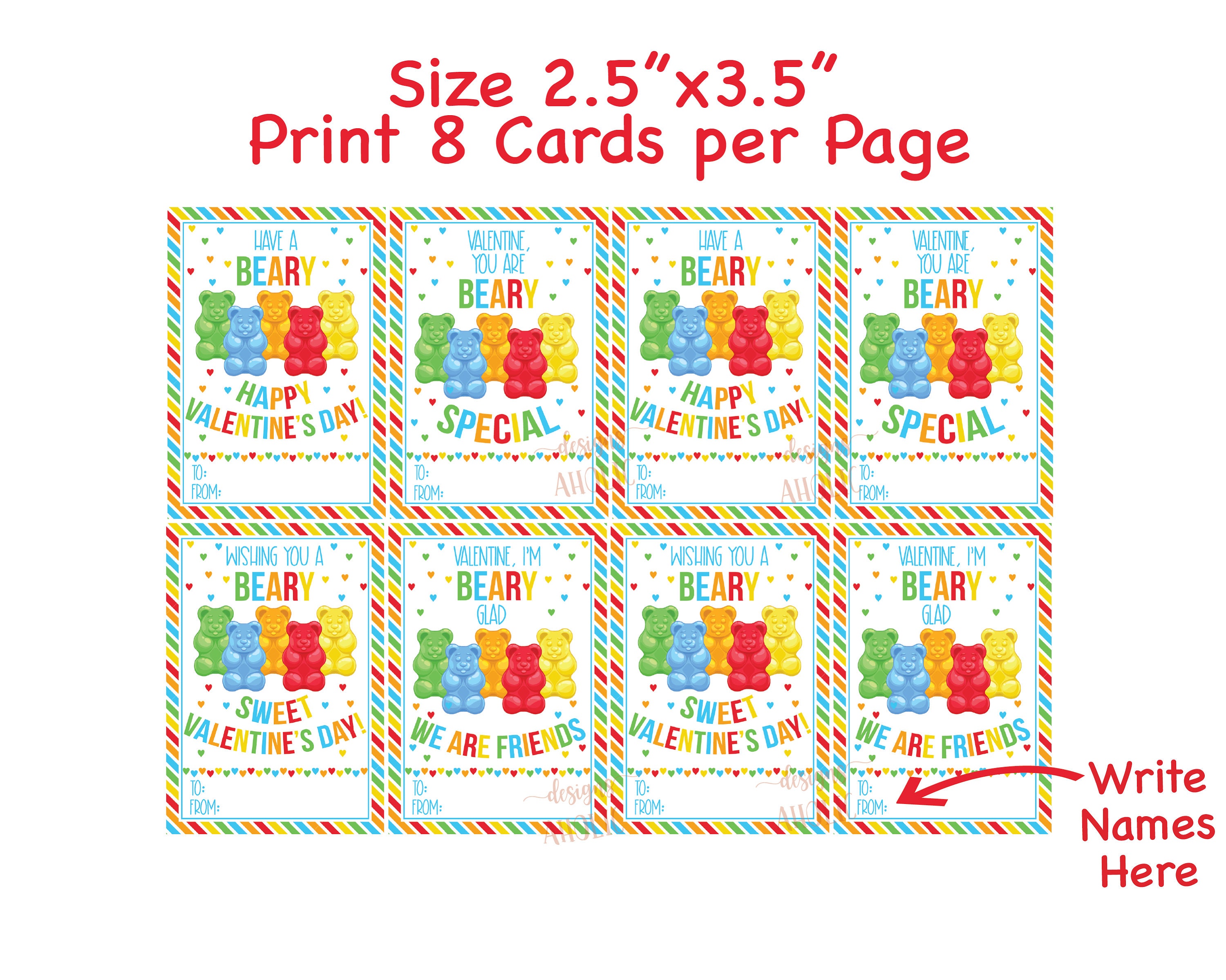Gummy Bear Valentine Cards - Gummy Bear Valentines - Gummy Valentine ...