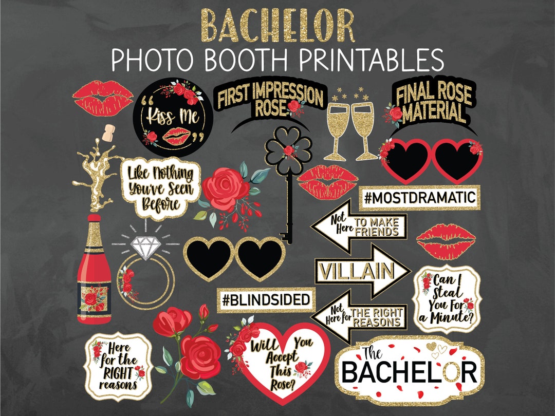 The Bachelor TV Show Watch Party Photo Booth Printables - Downloadable ...