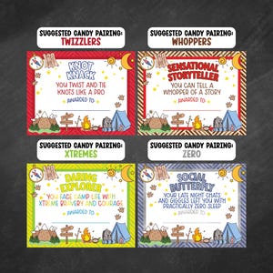 34 Camp Candy Bar Awards - Summer Camp Candy Bar Award Certificates ...