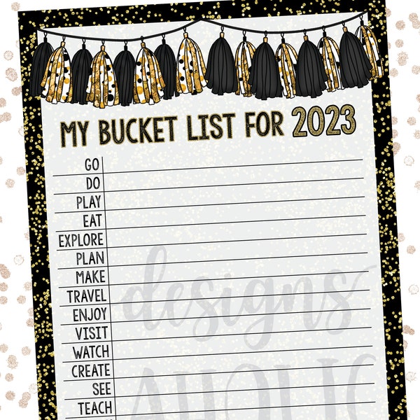 New Year Bucket List - Etsy