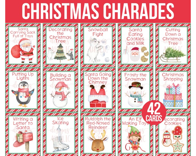 Christmas Party Game, Christmas Charades, Printable Christmas Party ...