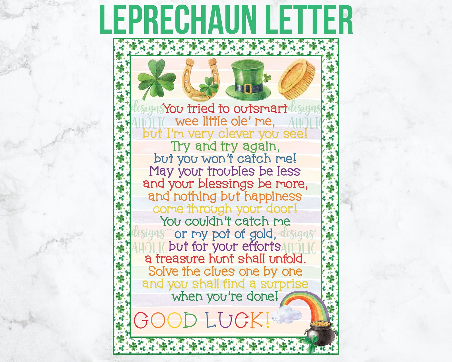 St. Patrick's Day Treasure Hunt and Leprechaun Letter - St Patricks Day ...