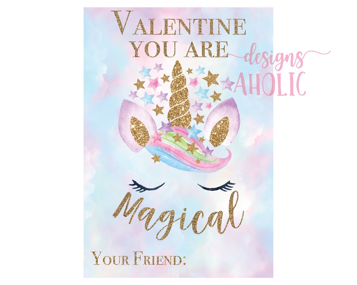 Unicorn Valentines Day Cards Unicorn Valentines Unicorn - Etsy