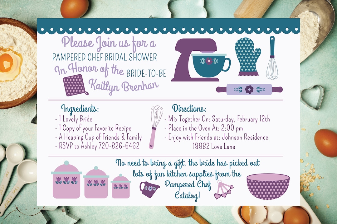 Kitchen Bridal Shower Invitation, Pampered Chef Bridal Shower Invite ...