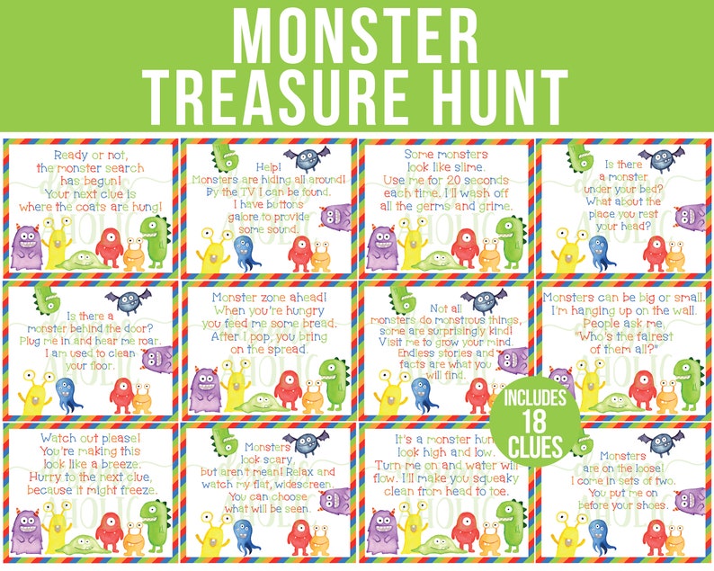 Monster Treasure Hunt Monster Scavenger Hunt Monster Party - Etsy