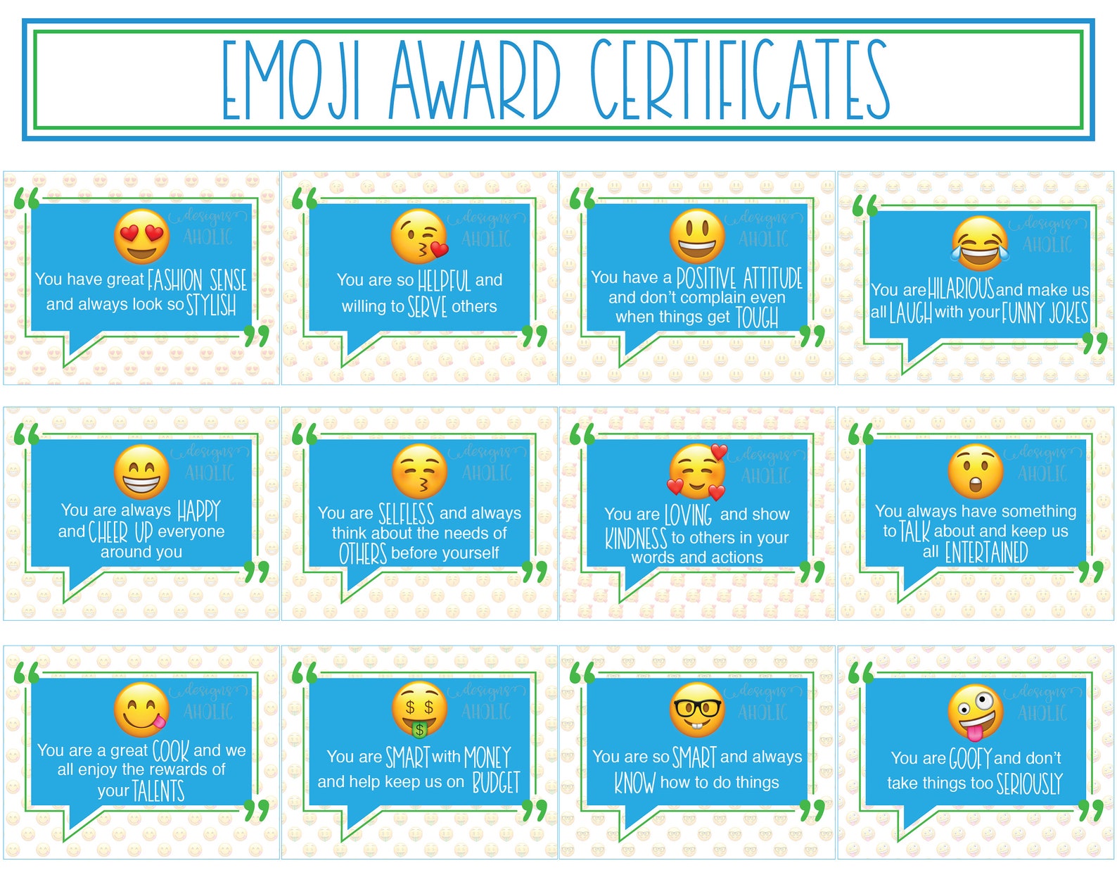 Emoji Award Certificates Emoji Themed Awards Emoji Award - Etsy Canada