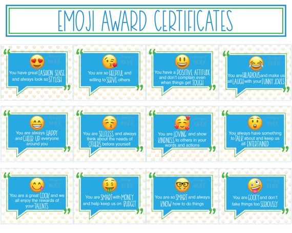 Emoji Award Certificates Emoji Themed Awards Emoji Award | Etsy