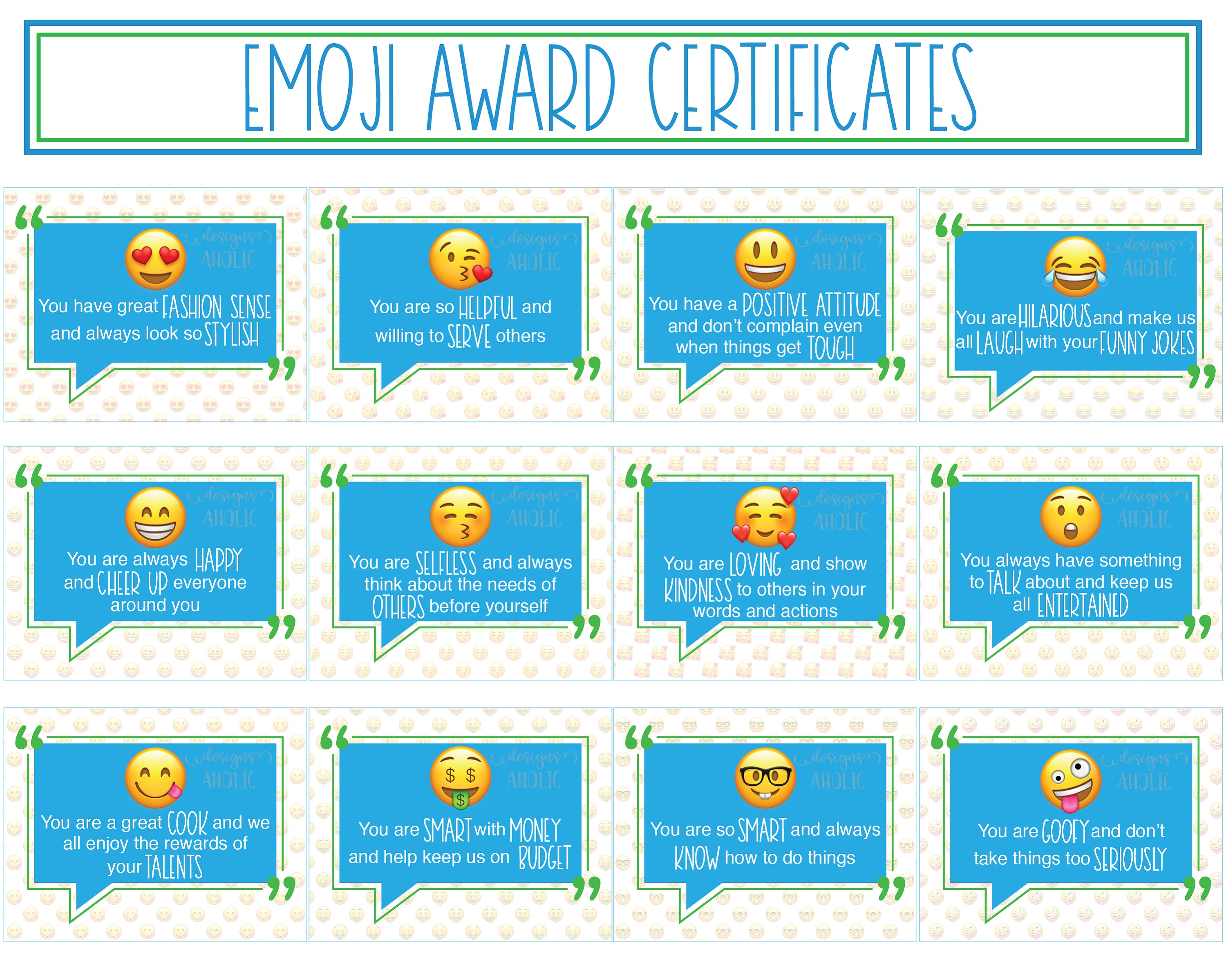 Emoji Award Certificates Emoji Themed Awards Emoji Award | Etsy