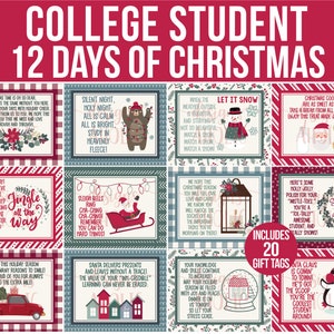 12 Days of Christmas College Student Gift Tags College Student 12 Days ...
