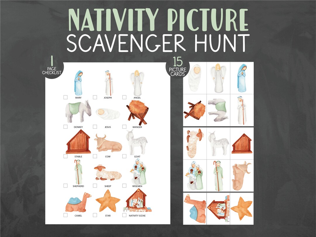 Picture Christmas Nativity Scavenger Hunt - Toddler Nativity Picture ...