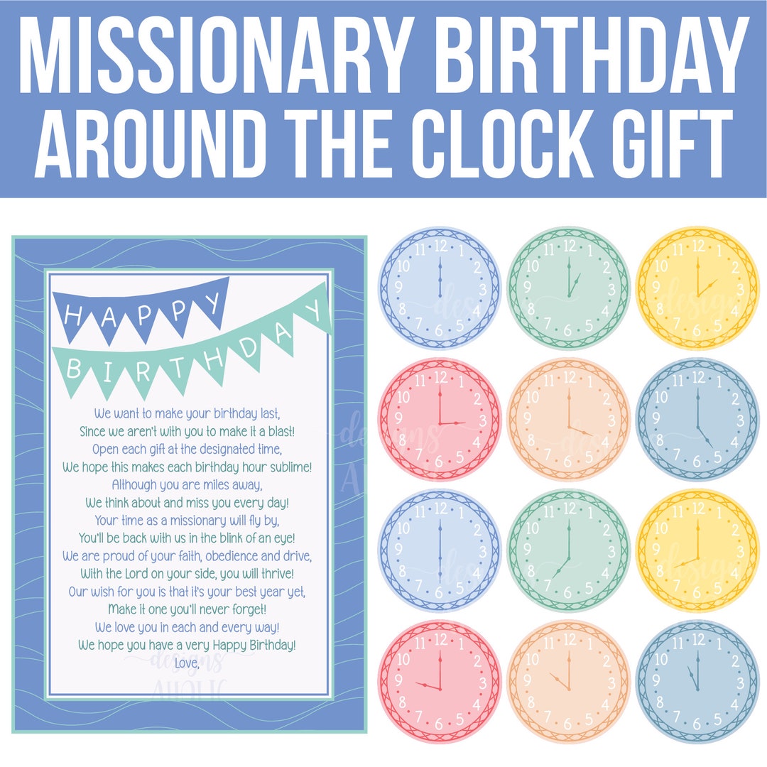 Elder Missionary Birthday Around the Clock Gift Tag Set LDS Missionary ...