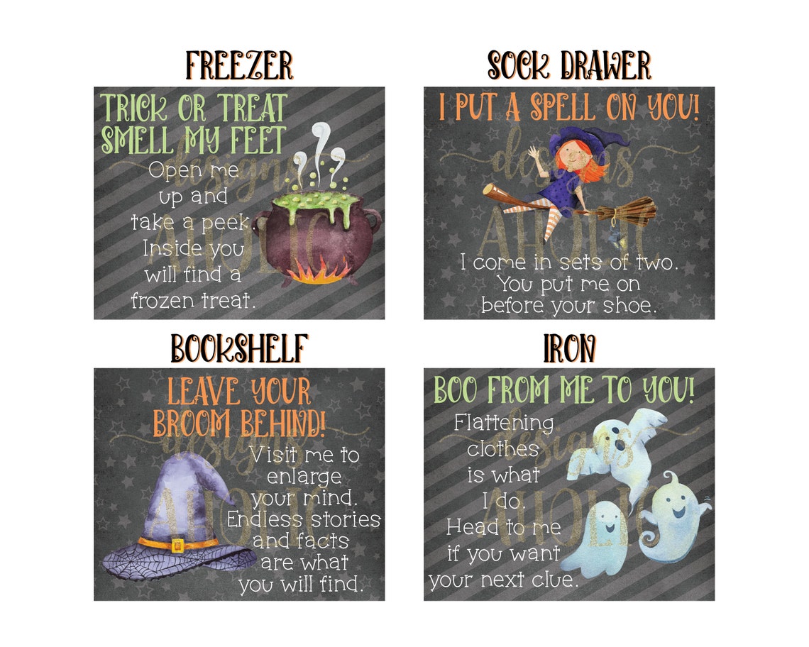 Indoor Halloween Treasure Hunt Clues Halloween Scavenger - Etsy Indoor Halloween Treasure Hunt Clues Halloween Scavenger - Etsy