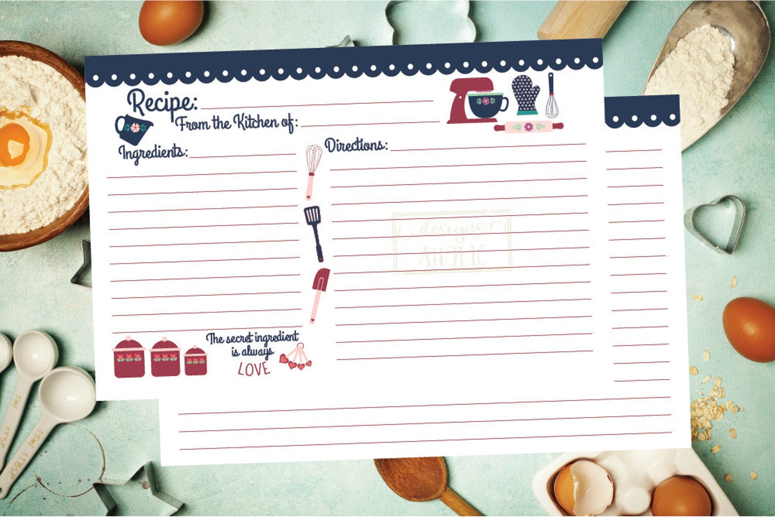 Pampered Chef Recipe Card Printable Kitchen Bridal Shower - Etsy