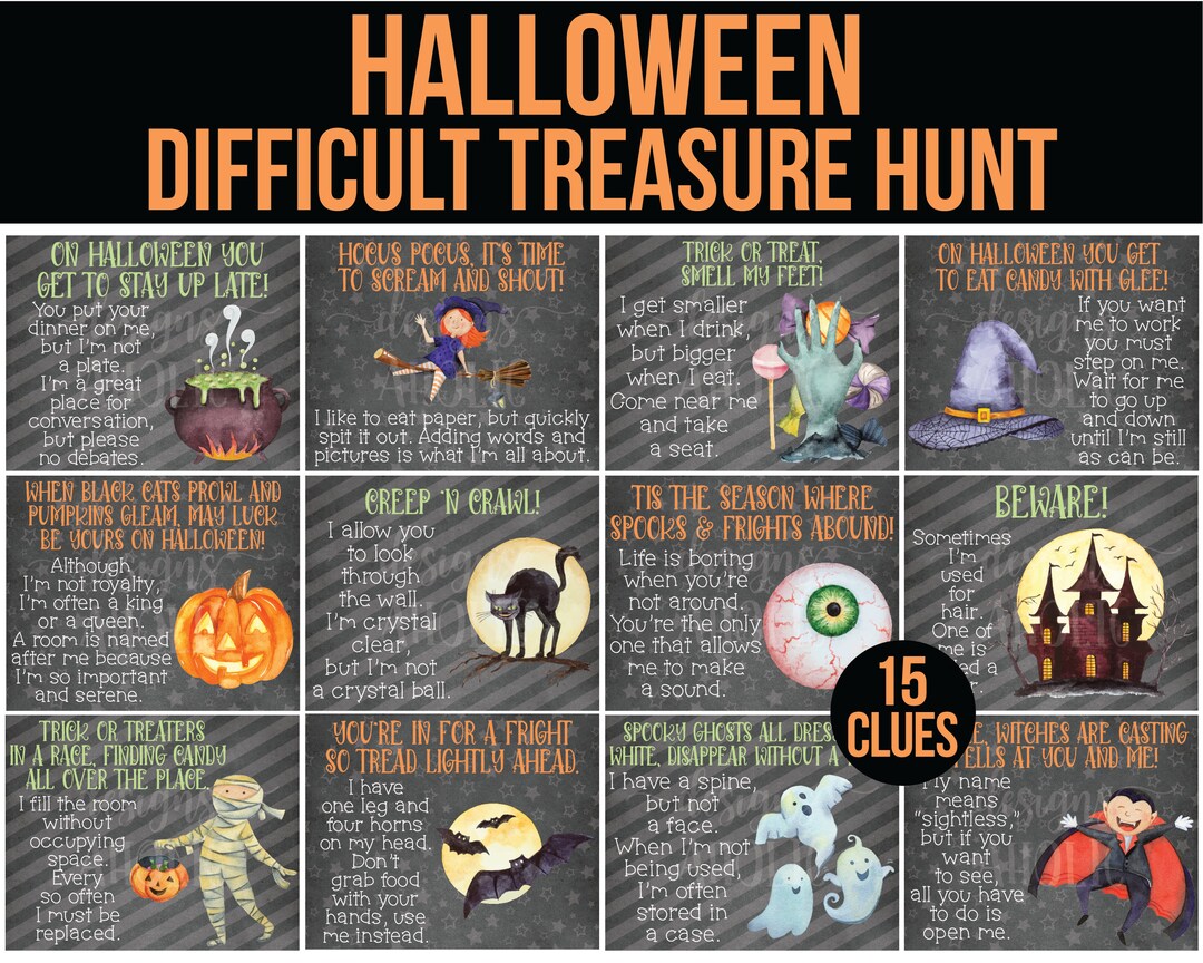 Difficult Halloween Treasure Hunt Clues Teen Halloween Treasure Hunt ...
