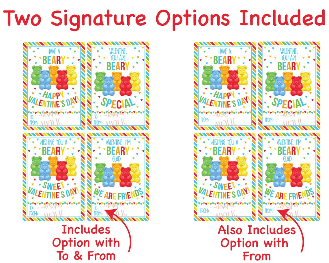 Gummy Bear Valentine Cards Gummy Bear Valentines Gummy - Etsy