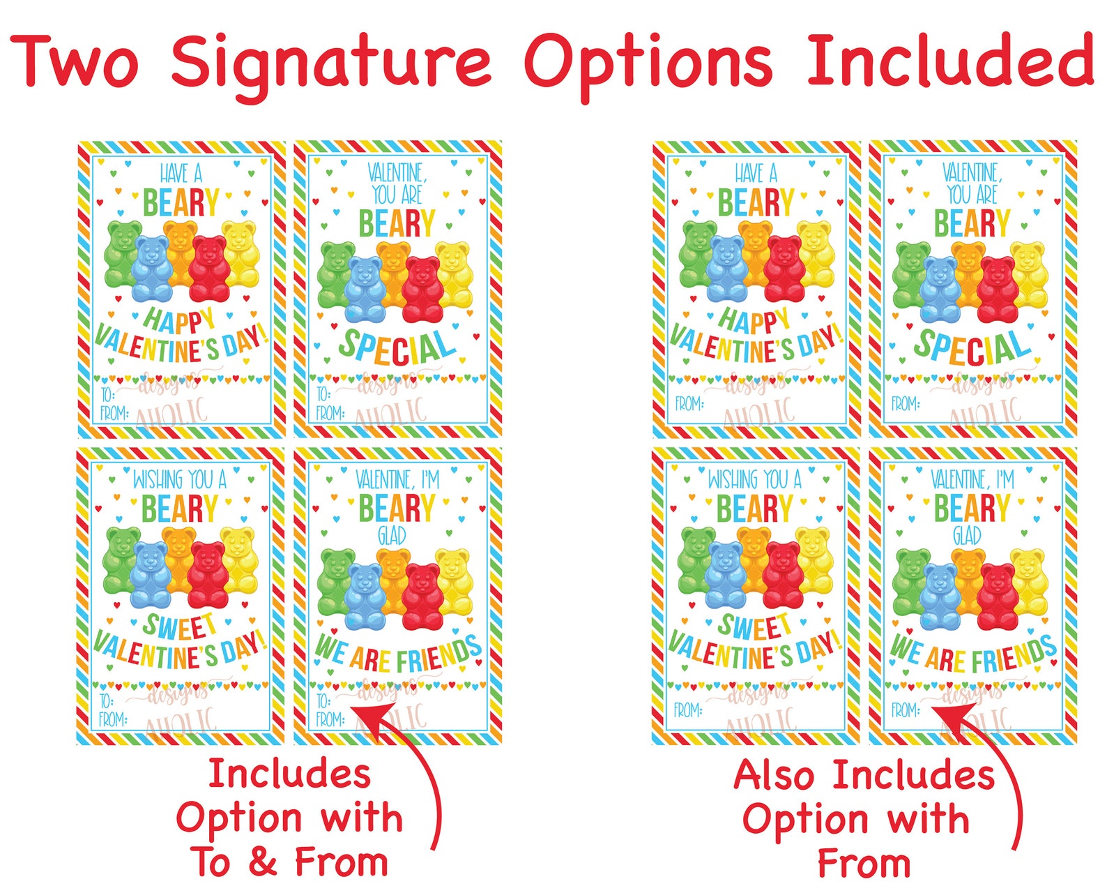 Gummy Bear Valentine Cards Gummy Bear Valentines Gummy - Etsy