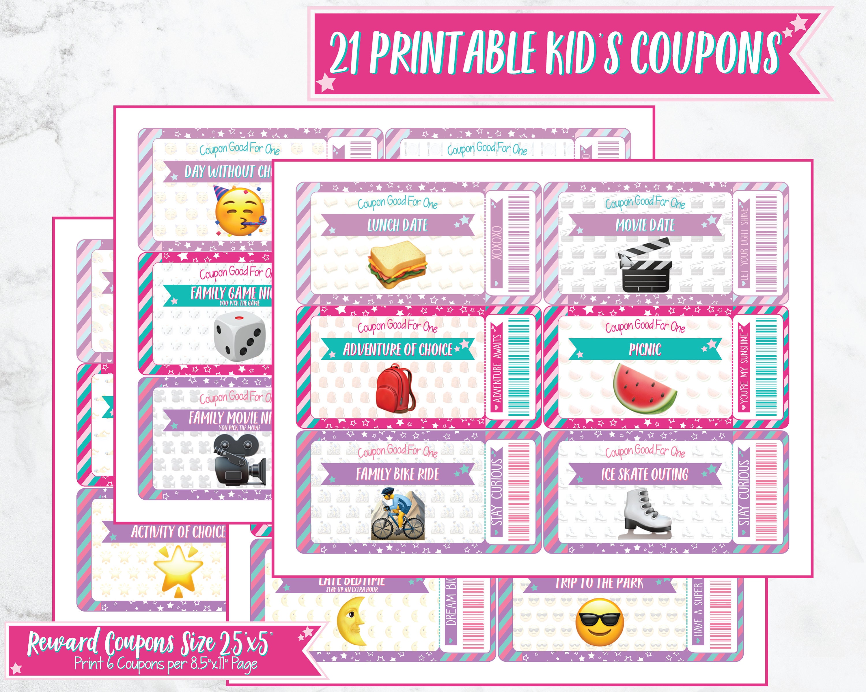 Printable Emoji Reward Coupons for Kids Kid Reward Coupons - Etsy
