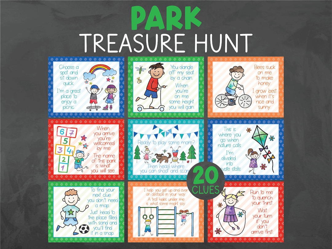 Park Treasure Hunt Clues - Playground Scavenger Hunt - Playground ...