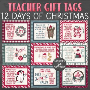 12 Days of Christmas Teacher Gift Tags - Teacher 12 Days of Christmas ...