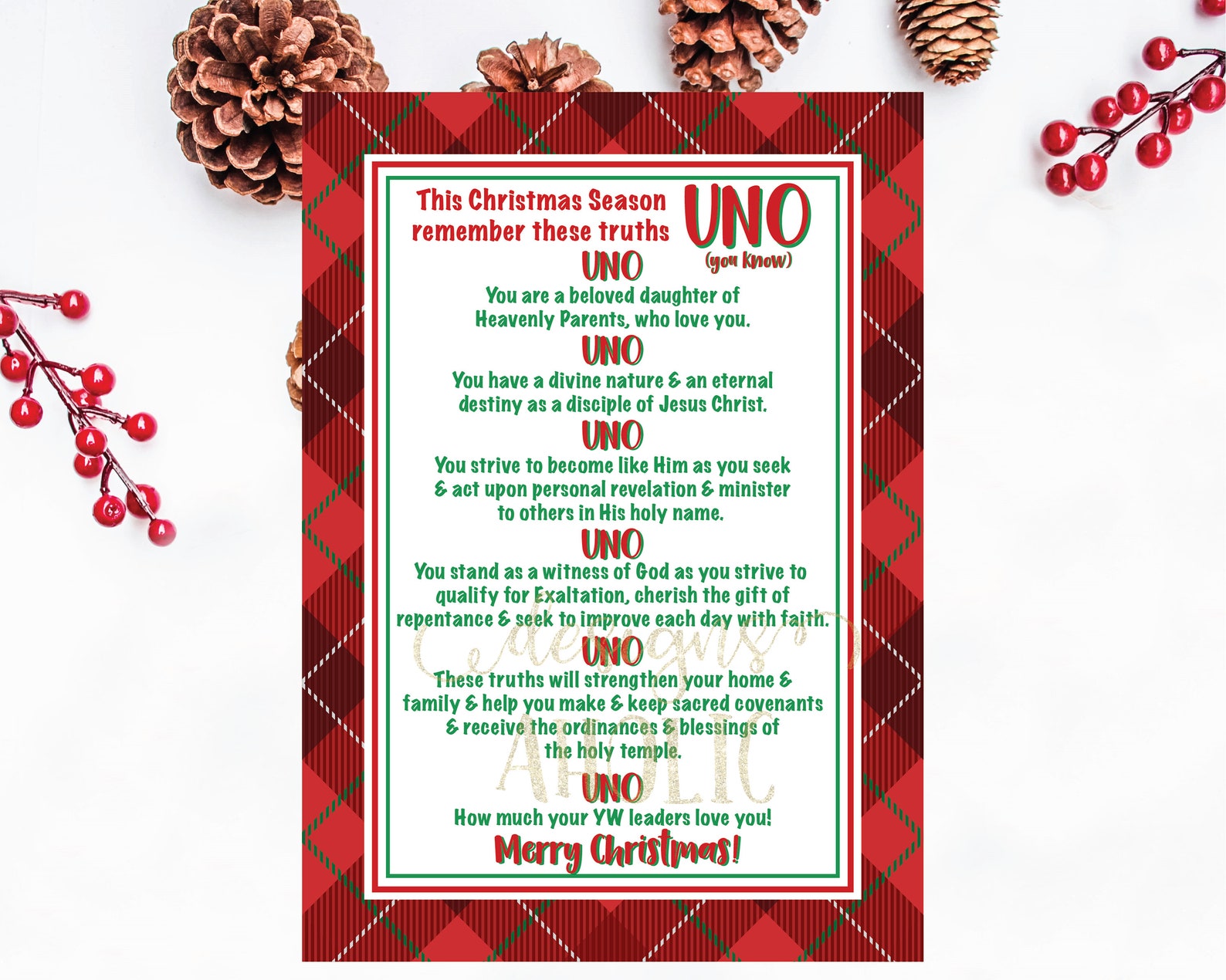 Young Women's Christmas Uno Game Gift Tag - YW Themed Christmas Gift ...