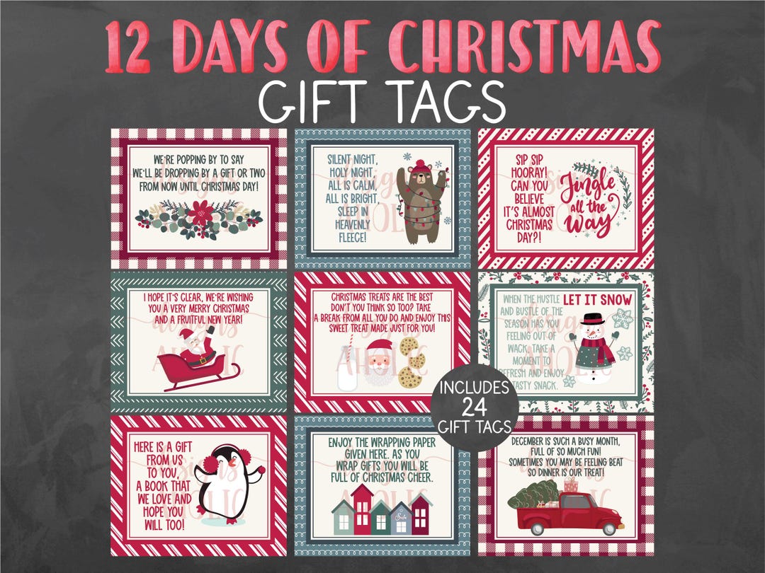 12 Days of Christmas Gift Tags - Printable 12 Days of Christmas Gifts ...