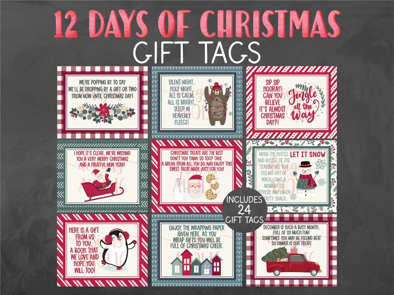 12 Days of Christmas Gift Tags - Printable 12 Days of Christmas Gifts ...