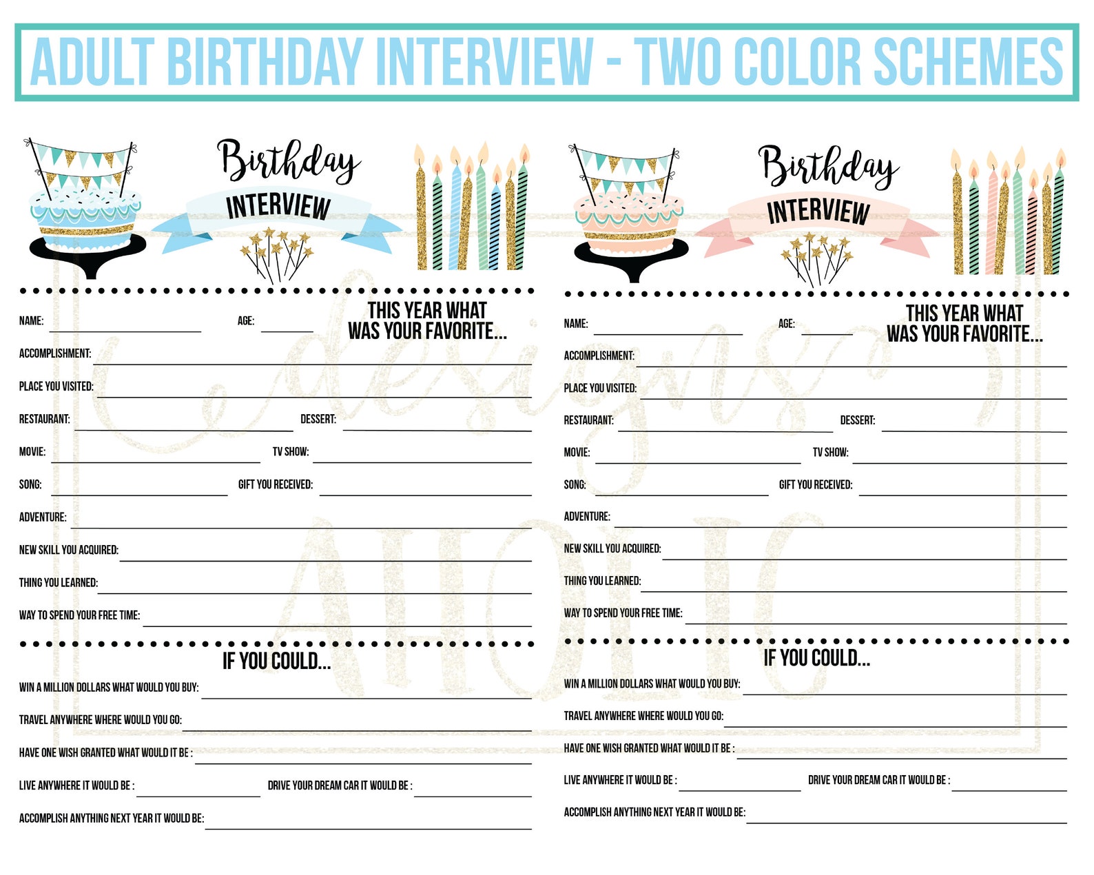 Birthday Interview & Gift Questionnaire Bundle Birthday - Etsy