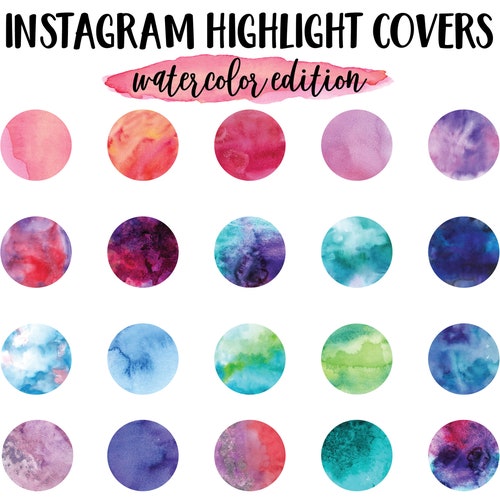 Instagram Story Highlight Icons Watercolor Circles Clipart - Etsy
