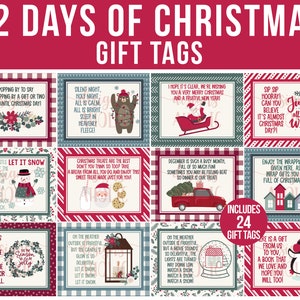 12 Days of Christmas Gift Tags Printable 12 Days of - Etsy