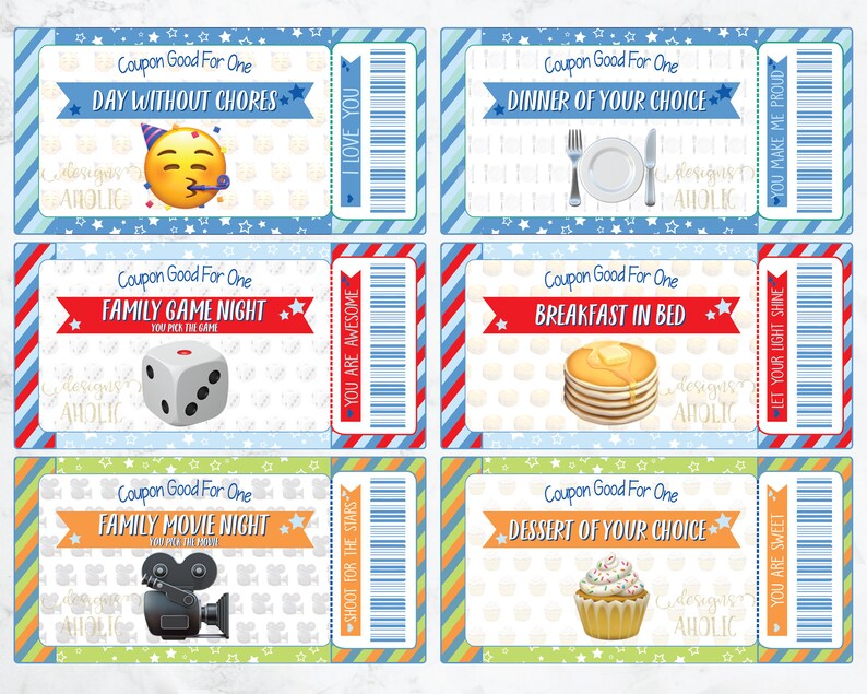 Printable Emoji Reward Coupons for Kids Kid Reward Coupons - Etsy Canada