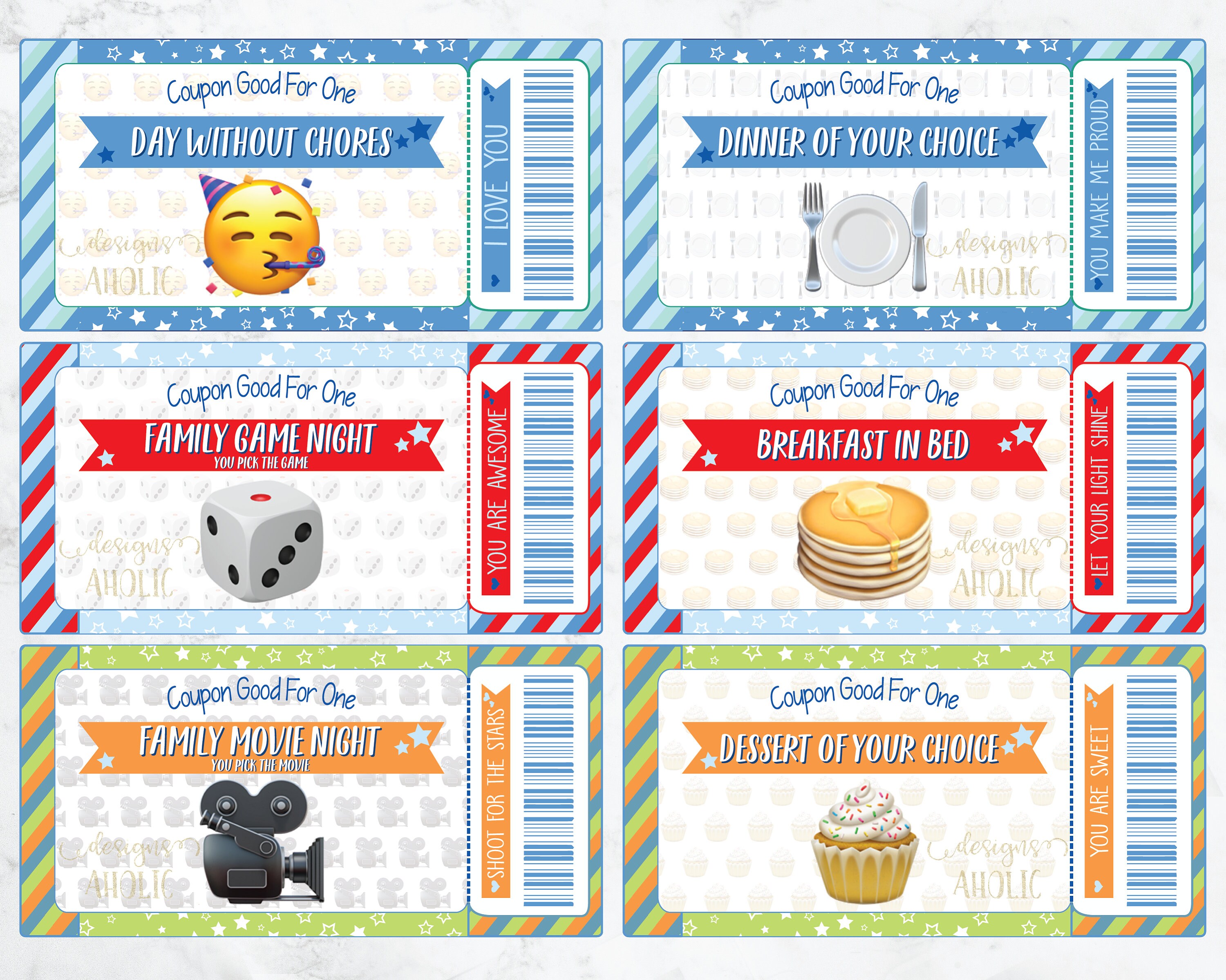 Printable Emoji Reward Coupons for Kids Kid Reward Coupons - Etsy